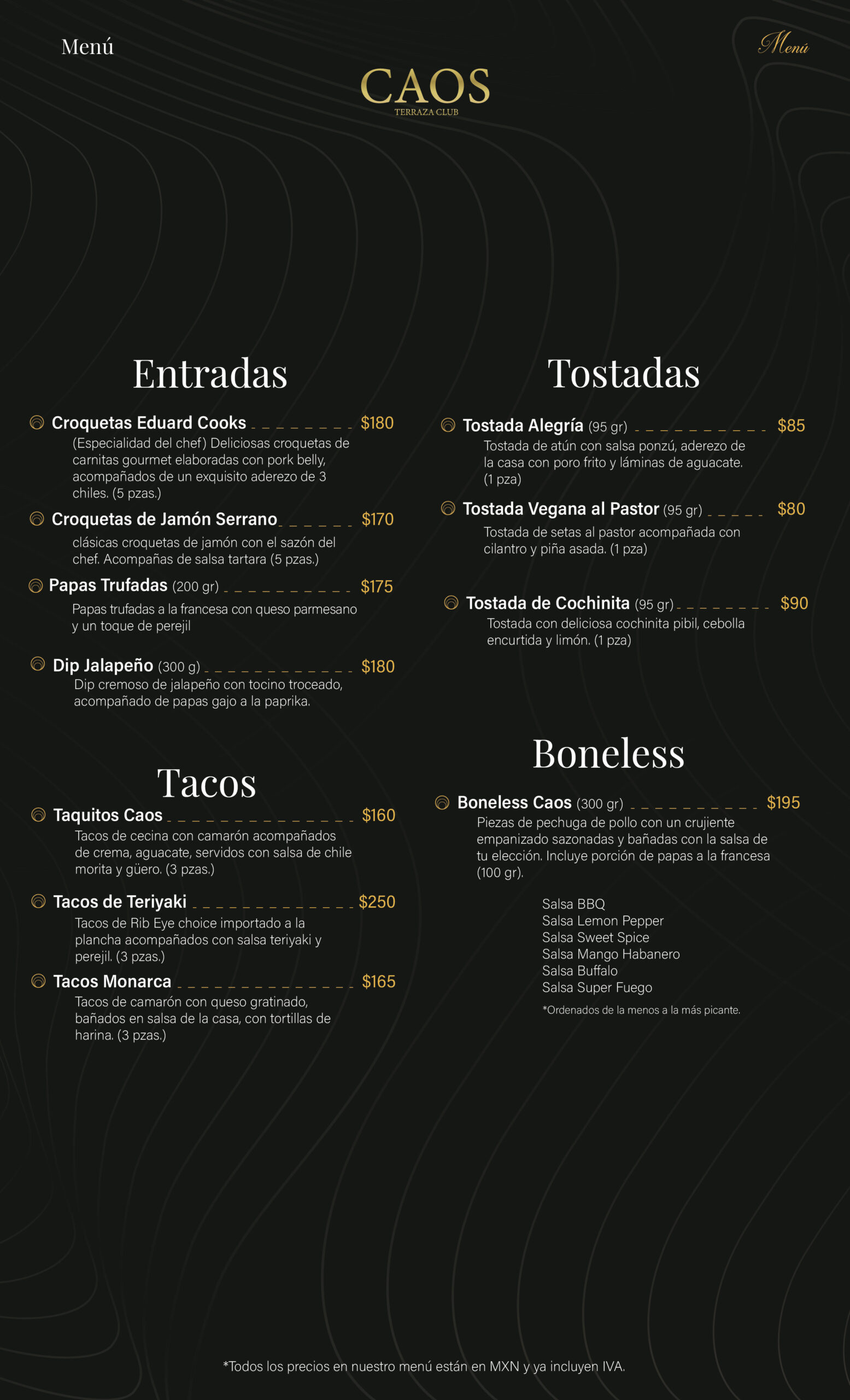 MENÚ | CAOS RESTAURANTE - BAR